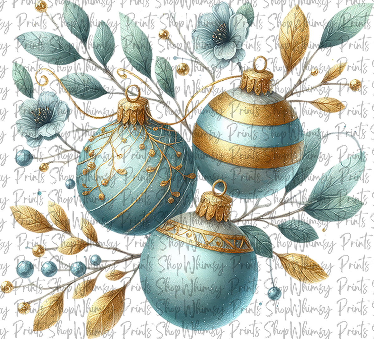 Blue Gold Ornament Cluster – Whimsy Prints Shop by Our Gray Barn
