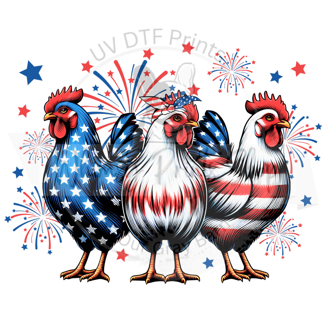 Patriotic Chickens - UV DTF Decal – Whimsy Prints Shop by Our Gray Barn